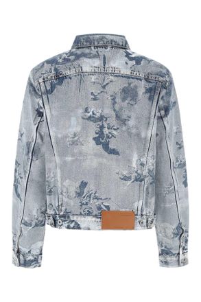 Off-white Womens Printed Denim Jacket Lightblue Exterior: Cotton Giubbini