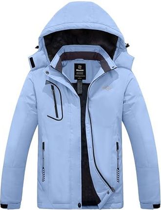 Wantdo Femme Manteau dhiver Snowboard Outdoor Parka Randonn&eacute;e Grande Taille Veste de Pluie Imperm&eacute;able Blouson de Ski D&eacute;contract&eacute; Coupe-Vent Vert menthe XL