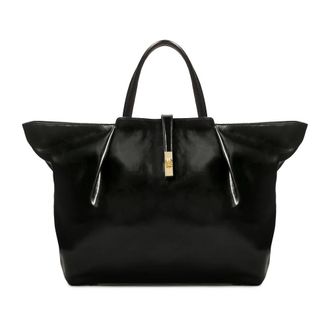 Kazar Gro&szlig;e naturbelassene Ledertasche mit gl&auml;nzendem Finish - - Bags - Damen - Schwarzk - ONE SIZE
