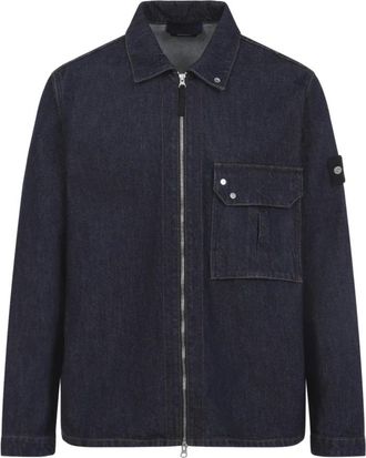 Stone Island Homme, Vestes, Bleu, Taille: XL Surchemise en denim indigo