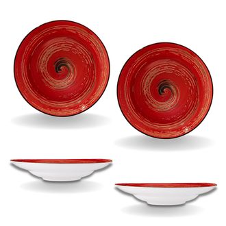 Wilmax England Wilmax | SPIRAL tiefe Teller - 2 Stück | Elegant | Modern | Langlebig | Sicher | Glasiertes Porzellan | Kratzfest | Spülmaschinengeeignet | Für Suppen