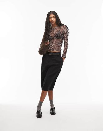 Tommy Jeans Top en tulle - Imprim&eacute; l&eacute;opard-rose