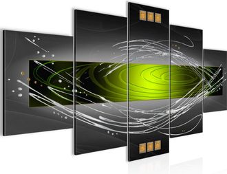 Runa Art Bilder Abstrakt 200 x 100 cm 5 Teilig XXL Wanddekoration Design Grün Grau Schwarz 103151c