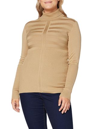 Morgan Womens Pull fin col roulé MENTOS Pullover Sweater, Kamel, TXL