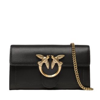 Pinko Damen Love ONE Wallet Liebe EINE GELDB&Ouml;RSE C Vitello SETA, Z99Q_Nero-Antique Gold