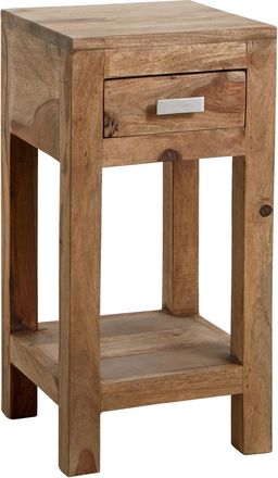 Landscape Beistelltisch Inka, Natur, Metall, Sheesham, massiv, 1 Schubladen, eckig, 30x60x30 cm, Wohnzimmer, Wohnzimmertische, Beistelltische