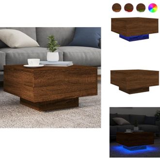 vidaXL Vidaxl - Table basse avec lumi&egrave;res led ch&ecirc;ne marron 55x55x31 cm - Table Basse Design - Table Basse Led - Table Basse Lumineuse - Meuble Salon - Table