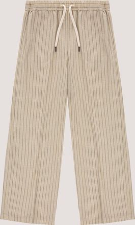 Circolo 1901 Wide-Leg Trousers in Striped Herringbone Corn Striped / 38