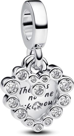Pandora Pandora Moments Funkelnder Doppel-Herzanhänger Charm aus Sterling Silber mit Zirkonia, Kompatibel Me und Moments Armbändern, 793765C01