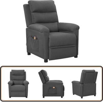vidaXL Massagesessel Dunkelgrau Stoff - Massage Stuhl - Relaxsessel - Massagesessel - Fernsehsessel - Ergonomischer Sessel