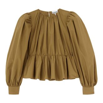 Ganni Peplum-Bluse - - Blouses & Shirts - Damen - Gr&uuml;n - XS
