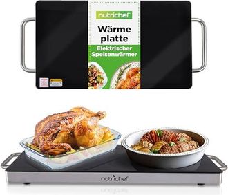 Nutrichef NutriChef Warmhalteplatte Elektrisch - 50,8 x 30,5 cm Glas-Kochplatte mit Griffen f&uuml;r Speisen, F&uuml;r Buffet, K&uuml;che, Party & Catering-Einsatz