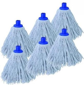 MSV Set mit 6 Ersatz-Mopps aus hochwertiger Baumwolle, 220 g, Wei&szlig; - sechseckige Spitze