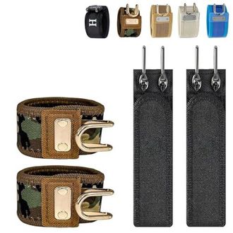 Generic Ceinture Tactique &eacute;lastique Avec Crochet M&eacute;tallique, Lat&eacute;rale R&eacute;glable, Unisexe Sans Boucle(Black+Brown-4PCS)