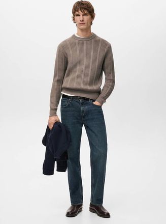 Mango Pull-over maille structure gris vison - Homme - XXL - MANGO MAN