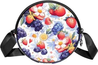 Generic Sac &agrave; bandouli&egrave;re Circle pour femme, petit sac &agrave; bandouli&egrave;re color&eacute; avec fermeture &eacute;clair, bretelles r&eacute;glables, sac &agrave; main rond d&eacute;contract&eacute; pour femme