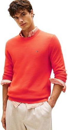 Tommy Hilfiger Pull Homme Essential Structure Crew Neck Regular Fit, Orange (Brilliant Orange), L