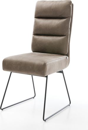 DELIFE Esszimmerstuhl Pela-Flex Mikrofaser Taupe Vintage Kufengestell Schwarz Taschenfederkern, Esszimmerst&uuml;hle