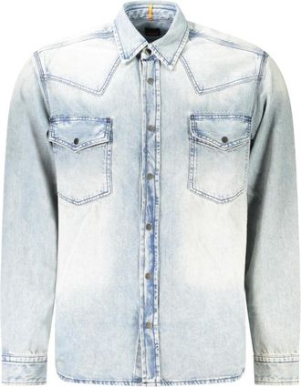 HUGO BOSS Homme, Chemises, Bleu, Taille: XS Chemise en jean &agrave; manches longues