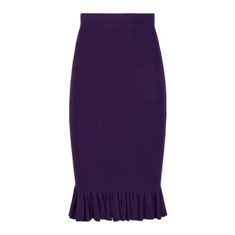 Nina Ricci Femme, Jupes, Violet, Taille: 38 FR Jupe Midi P&eacute;plum &agrave; Volants