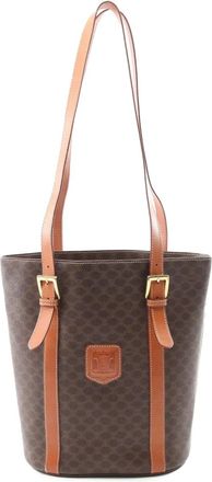 Celine sac porté épaule en toile vernie à motif Macadam 20e siècle - Marron