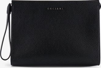 Orciani Hammered leather clutch with logo on the front - ORCIANI - gender_Man