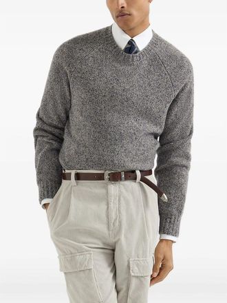 Brunello Cucinelli Cashmere Blend Crew Neck Sweater - Gray
