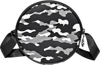 Generic Sac &agrave; bandouli&egrave;re Circle pour femme, petit sac &agrave; bandouli&egrave;re camouflage avec fermeture &eacute;clair, bretelles r&eacute;glables, sac &agrave; main rond d&eacute;contract&eacute; pour f