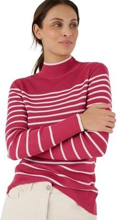 Damart Pull-Chaussette Col Montant 50% Laine Mérinos Femme Rose Rayé Taille 42/44