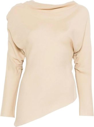 Cortana Femme, Blouses et Chemises, Beige, Taille: 36 FR Haut Asym&eacute;trique Drapp&eacute;