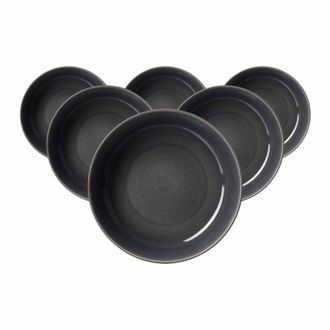 Ritzenhoff & Breker Toledo Suppenteller 6er Set, 23 cm, Tiefe Teller mit Farbverl&auml;ufen, Skandinavisches Design mit Reaktivglasur, Steinzeug, Dunkelgrau