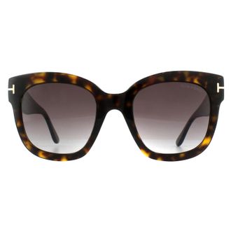 Tom Ford Square Womens Dark Havana Bordeaux Gradient Sonnenbrille