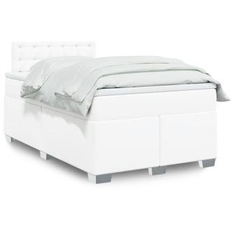 vidaXL Vidaxl - Boxspringbett mit Matratze Wei&szlig; 120x200 cm Kunstleder