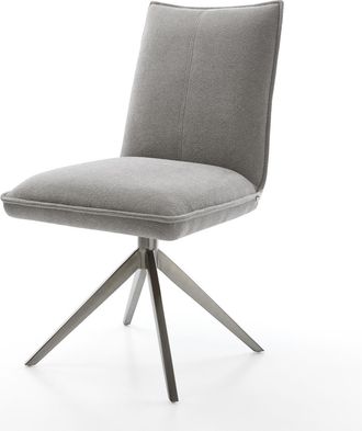 DELIFE Drehstuhl Lelio-Flex Strukturstoff Soft Grau Kreuzgestell breit Graphit 360&deg; drehbar Wippfunktion Taschenfederkern, Esszimmerst&uuml;hle