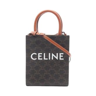 Celine Pre-owned Mini Vertical Cabas Triomphe PVC Coated Canvas 2way Handbag - Femme - Pre-owned - Brun - Taille: ONE Size