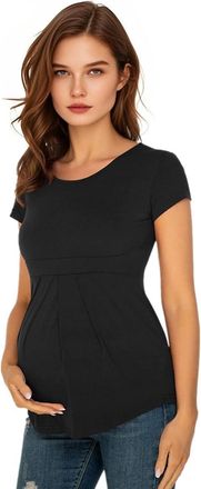 SHEKINI Umstands Tshirt Damen Stillshirt Kurzarm Umstandsmode Schwangere Nursing Tops Mutterschaft Stilltops