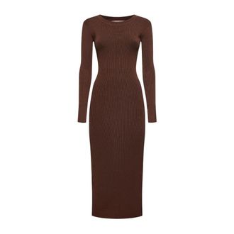 Silvian Heach Langes Rippenstrickkleid mit langen &Auml;rmeln - - Dresses - Damen - Braun - XS