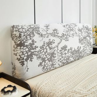 Generic Weicher dehnbarer Kopfteil Bezug Staubschutz f&uuml;r Schlafzimmerdekoration Queen King Bettkopfteil Bezug Grau 75-82.6 Zoll