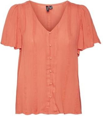 Vero Moda Vmkanva SS Top WVN GA Haut, Cayenne, S Femmes