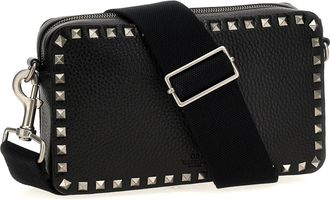 Valentino Garavani Pyramid Stud Leather Crossbody Bag - Black