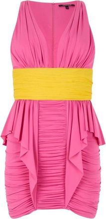 Roberto Cavalli Femme, Robes, Rose, Taille: 34 FR Two-Tone Draped Dress