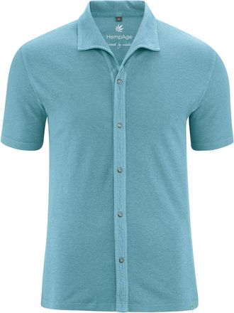 Hempage Hempage Herren vegan Hemd Jersey Pique Wave Blau