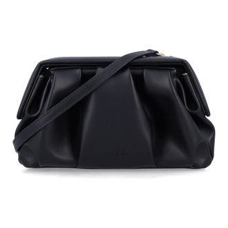 Themoir&egrave; Schwarze vegane Leder-Clutch mit Faltenwurf - - Bags - Damen - Schwarzk - ONE SIZE