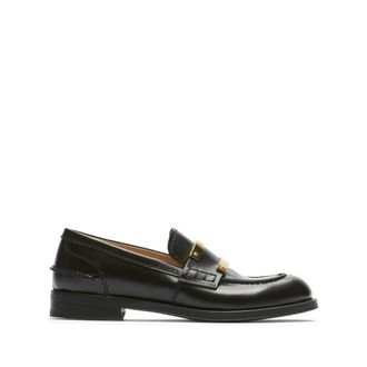 N&deg;21 Schwarze flache Lederschuhe mit goldenem Logo - - Shoes - Damen - Schwarzk - 36 EU