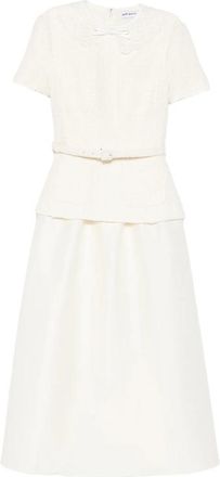 Self Portrait Boucl&eacute;-knit Belted Midi Dress