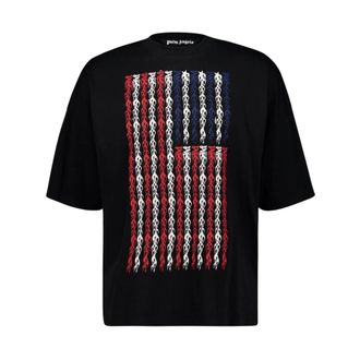 Palm Angels Flames Flag Loose T-Shirt - - Tops - Herren - Mehrfarbig - M