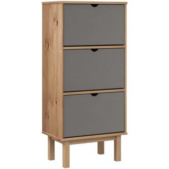 vidaXL Vidaxl - Armoire &agrave; chaussures otta et 3 tiroirs Marron et gris Bois pin