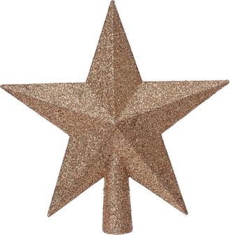 Kaemingk Christbaumspitze Kunststoff 19cm Stern mit Glitzer Weihnachtsbaumspitze Prickelndrosa