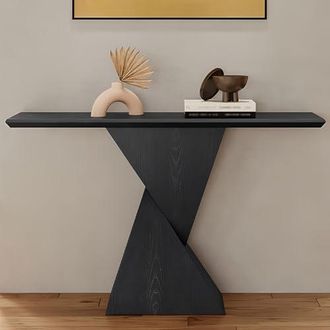 Generic Table Dappoint Rectangulaire en Bois Derrière Le Canapé, Table de Hall Dentrée Étroite avec Base Géométrique, Table Console pour Salon Couloir Foyer(B