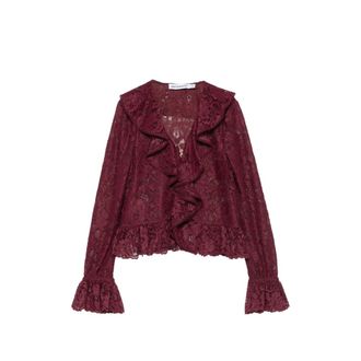 Self Portrait Ruffled Lace-overlay Top